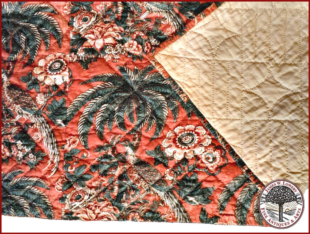 PHEASANT and TREE – WHOLE CLOTH CHINTZ QUILT – American Antiques