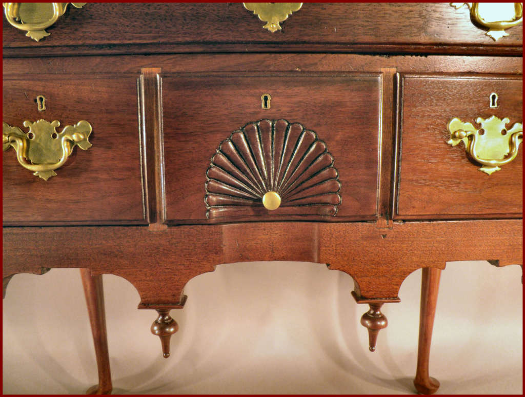 QUEEN ANNE FAN CARVED WALNUT LOWBOY – American Antiques