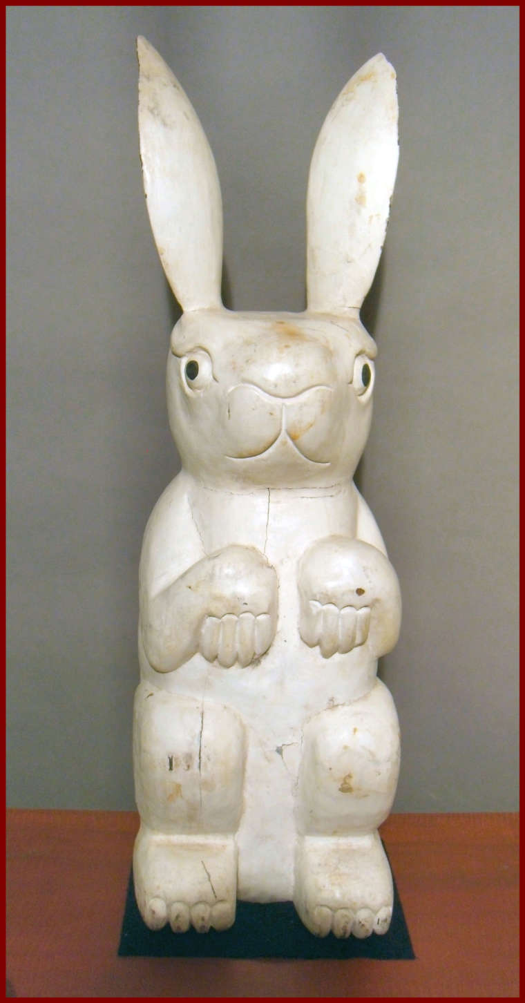FOLK WOOD CARVED WHITE RABBIT – American Antiques