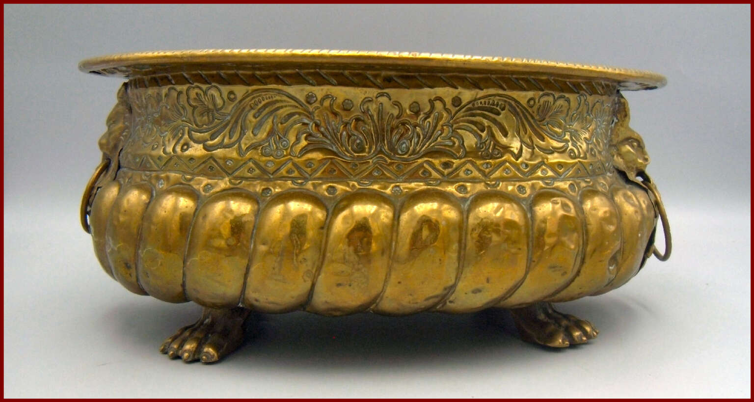 ANTIQUE BRASS REPOUSSE JARDINIERE – American Antiques