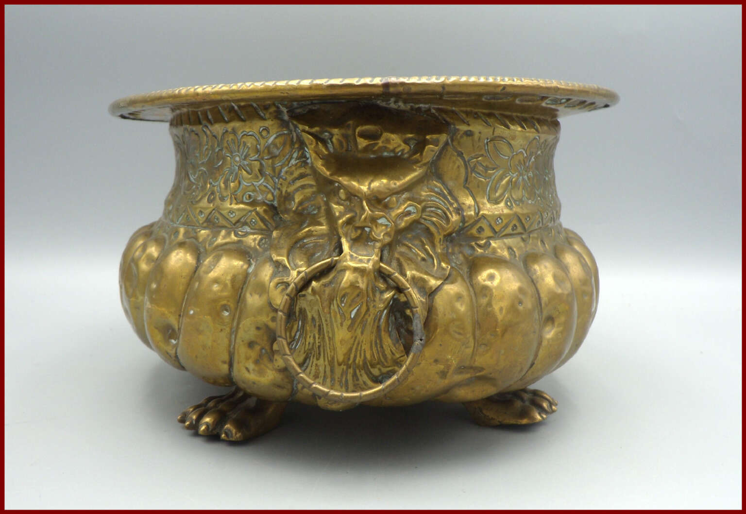 ANTIQUE BRASS REPOUSSE JARDINIERE – American Antiques