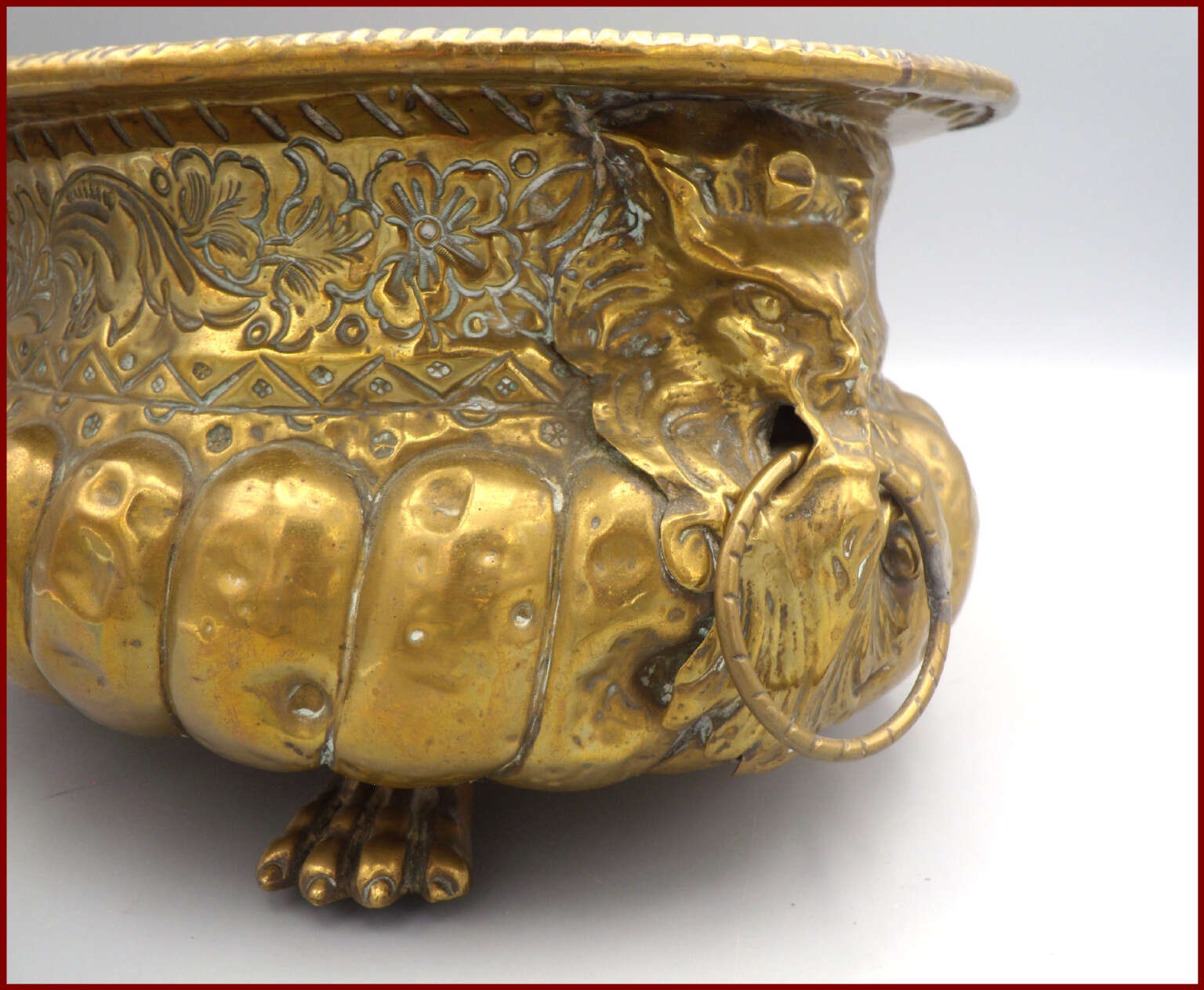 ANTIQUE BRASS REPOUSSE JARDINIERE – American Antiques