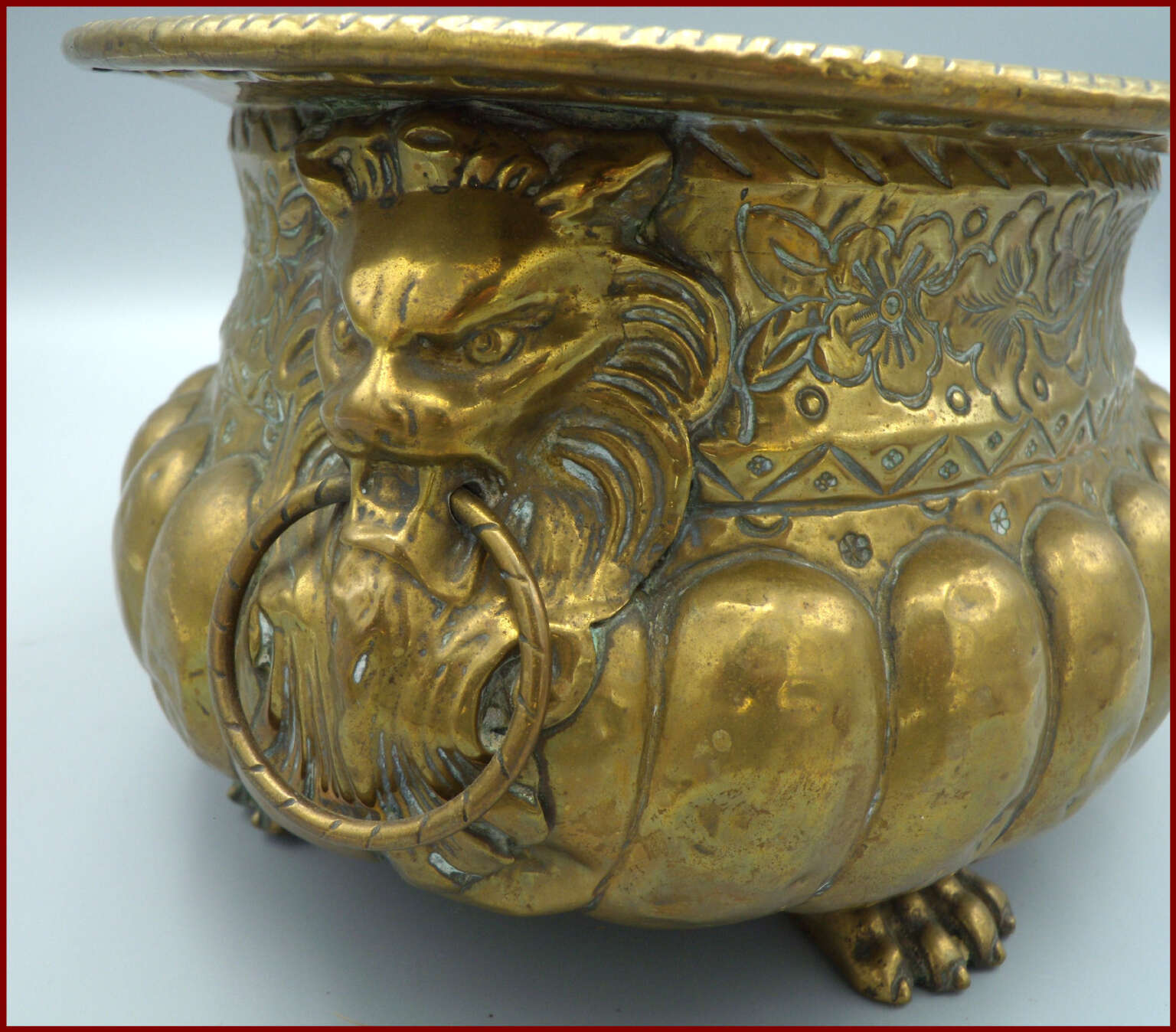 ANTIQUE BRASS REPOUSSE JARDINIERE – American Antiques