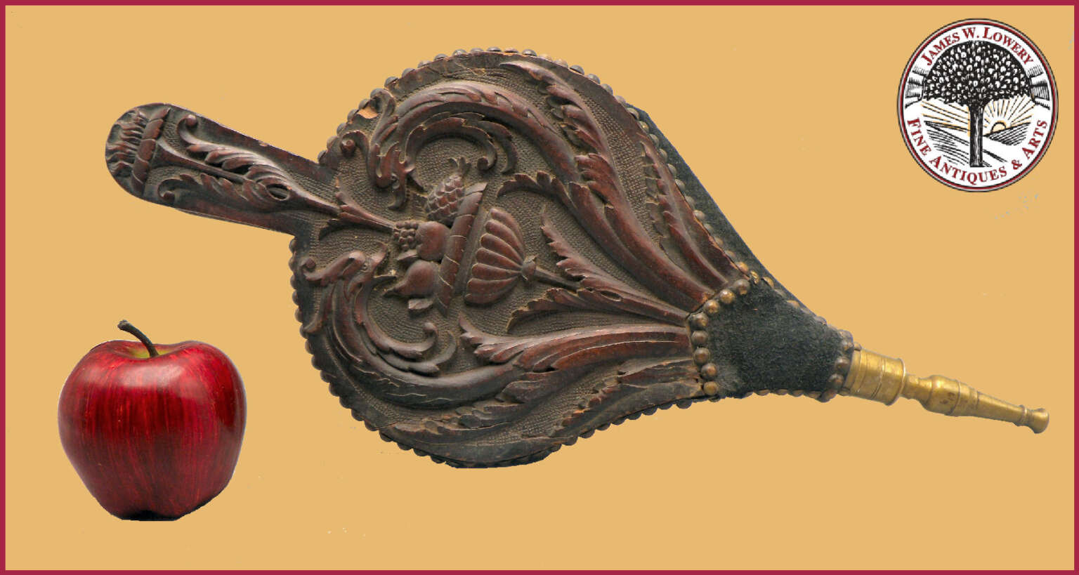 ANTIQUE FIREPLACE BELLOWS – HAND CARVED – American Antiques