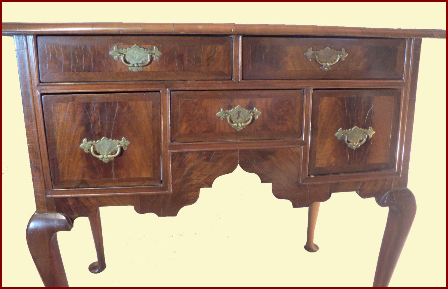 AMERICAN QUEEN ANNE WALNUT VENEERED DRESSING TABLE / LOWBOY – American ...