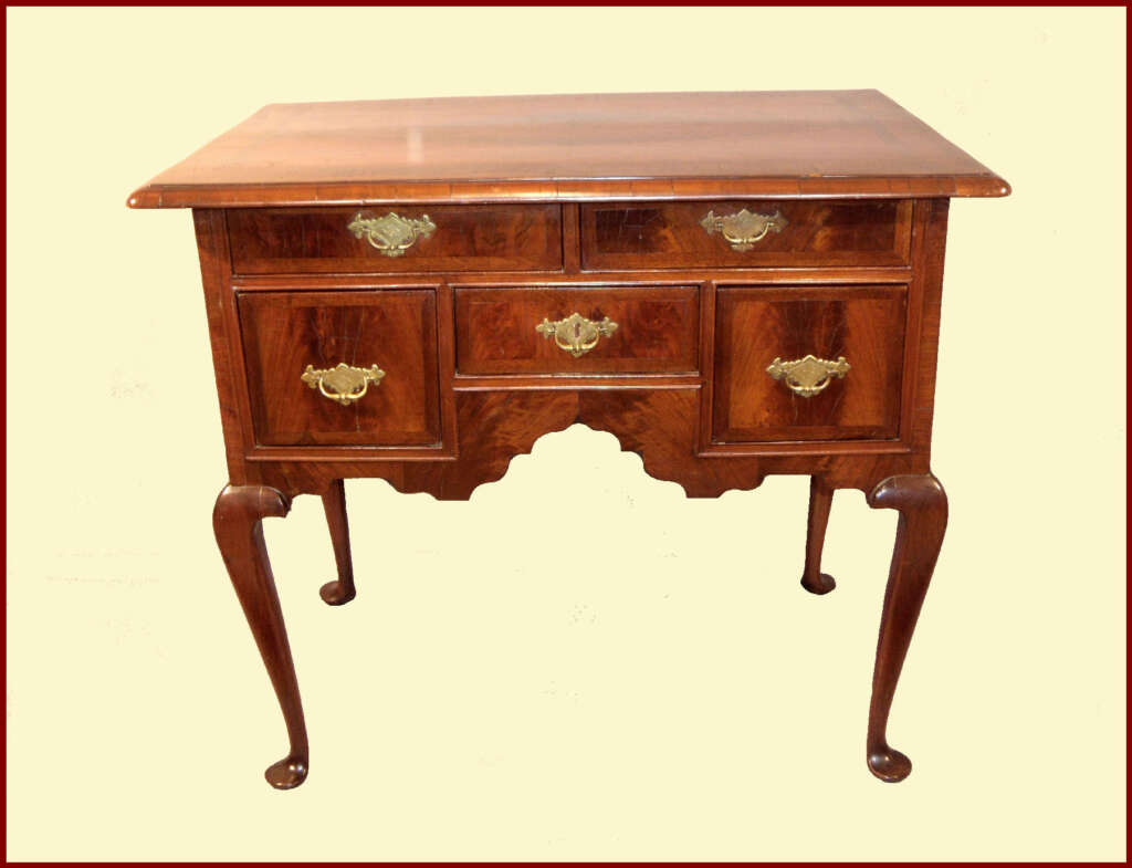 AMERICAN QUEEN ANNE WALNUT VENEERED DRESSING TABLE / LOWBOY – American ...